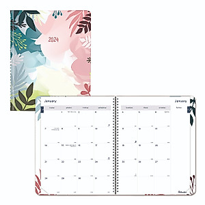 Blueline 2024 Monthly Planner, 14 Months, December 2023 to January 2025, Twin-Wire Binding, 11" x 8.5", Meadow Design (C701G.01-24)