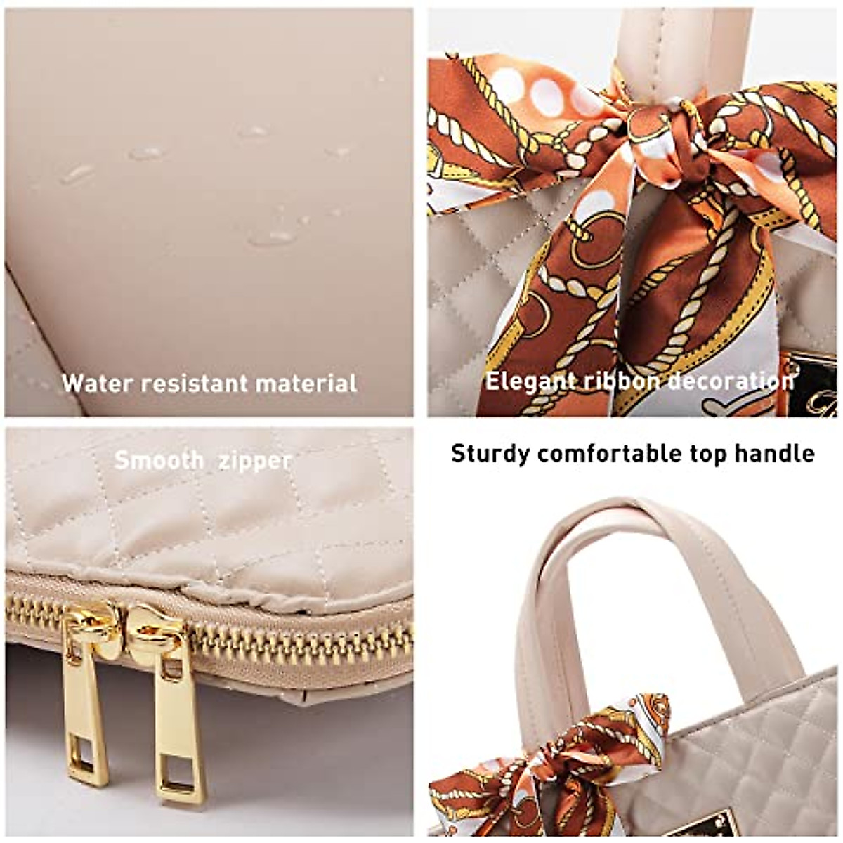 Laptop Bag for Women 15.6-Inch Carrying - Computer Bag Laptop Case Shoulder Slim Work Travel PU Leather (Khaki)