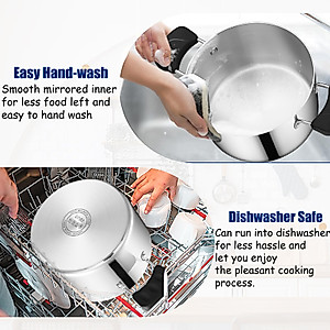 TeamFar 5 Quart Stock Pot, Stainless Steel Tri-ply Stockpot Cooking Pasta Soup Pot with Lid for Induction Gas Electric, Non-toxic & Heavy Duty, Heat Resistant Handles & Dishwasher Safe