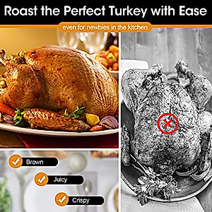30lb 26-Quart Roaster Oven, Electric Roaster Oven with Viewing Lid, Sunvivi Turkey Roaster with Unique Defrost/Warm Function, Large Roaster with Removable Pan & Rack, Stainless Steel, Silver