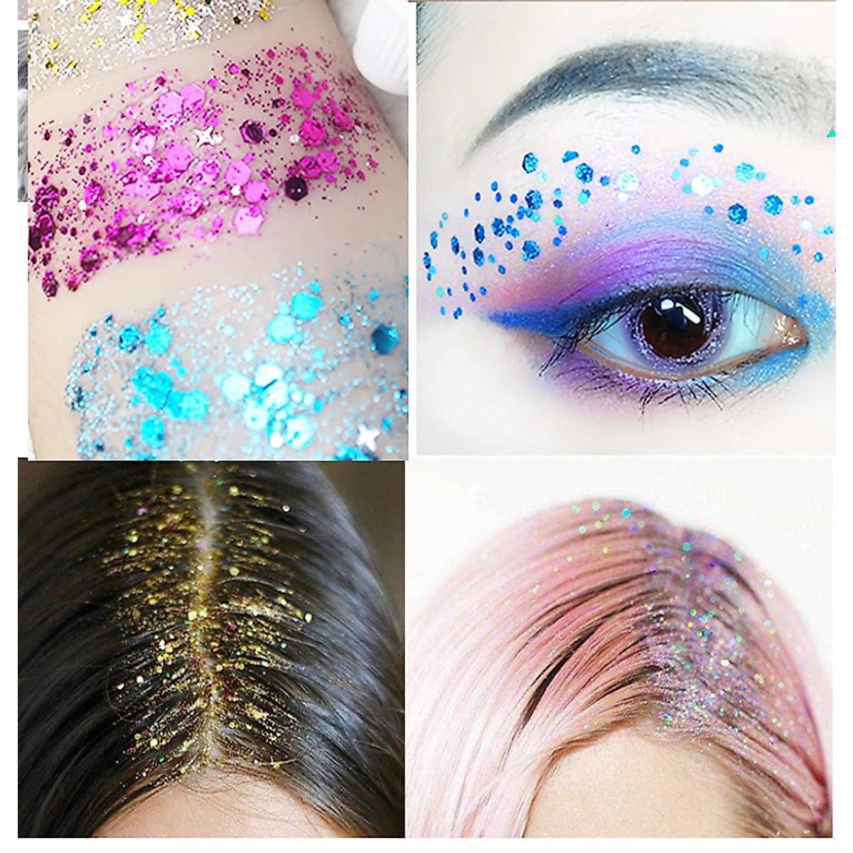 GL-Turelifes 30ml Sequins Chunky Glitter Liquid Eyeshadow Glitter Body Gel Festival Glitter Cosmetic Face Hair Nails Makeup Long Lasting Sparkling Easy to Apply, Easy to Remove (#03 Green)