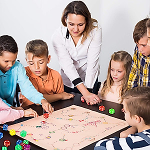 [50 Pieces] 6-Sided Games Dice Set, Colored Dice with Black Velvet Pouches for Playing Games, Like Board Games, Dice Games, Math Games, Party Favors