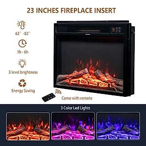 VINGLI Fireplace TV Stand for TVs Up to 65 Inch, Farmhouse Entertainment Center with 1500W/23'' Electric Fireplace Insert and Sliding Barn Doors (59'' x 16'' x 29'', Rustic Brown)