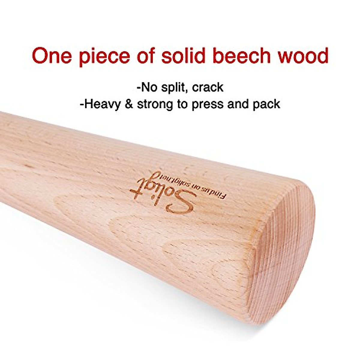 SOLIGT 12" Sauerkraut Pounder for Mason Jars Vegetable Fermentation- One Piece of Solid Wood