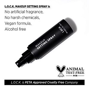 L.O.C.K. Makeup Setting Spray – Makeup Fixing Sealer Spray Mist Lightweight Finish Spray Long lasting Smooth Natural Finishing spray oily skin hydrating face spray. 100ml 3.38 fl oz Clear
