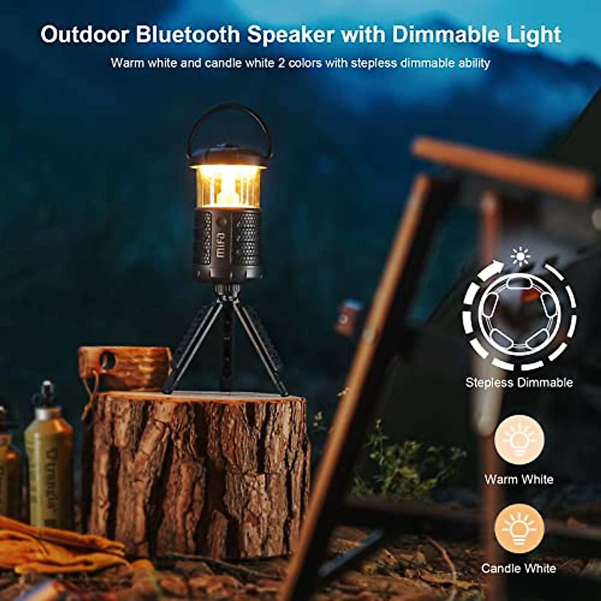 MIFA Portable Bluetooth Speakers, Loud Wireless Bluetooth Speaker IPX7 Waterproof with TWS, 38hrs Playtime, BT5.3, TF Card Slot for Camping, Travel and Jobsite, Black