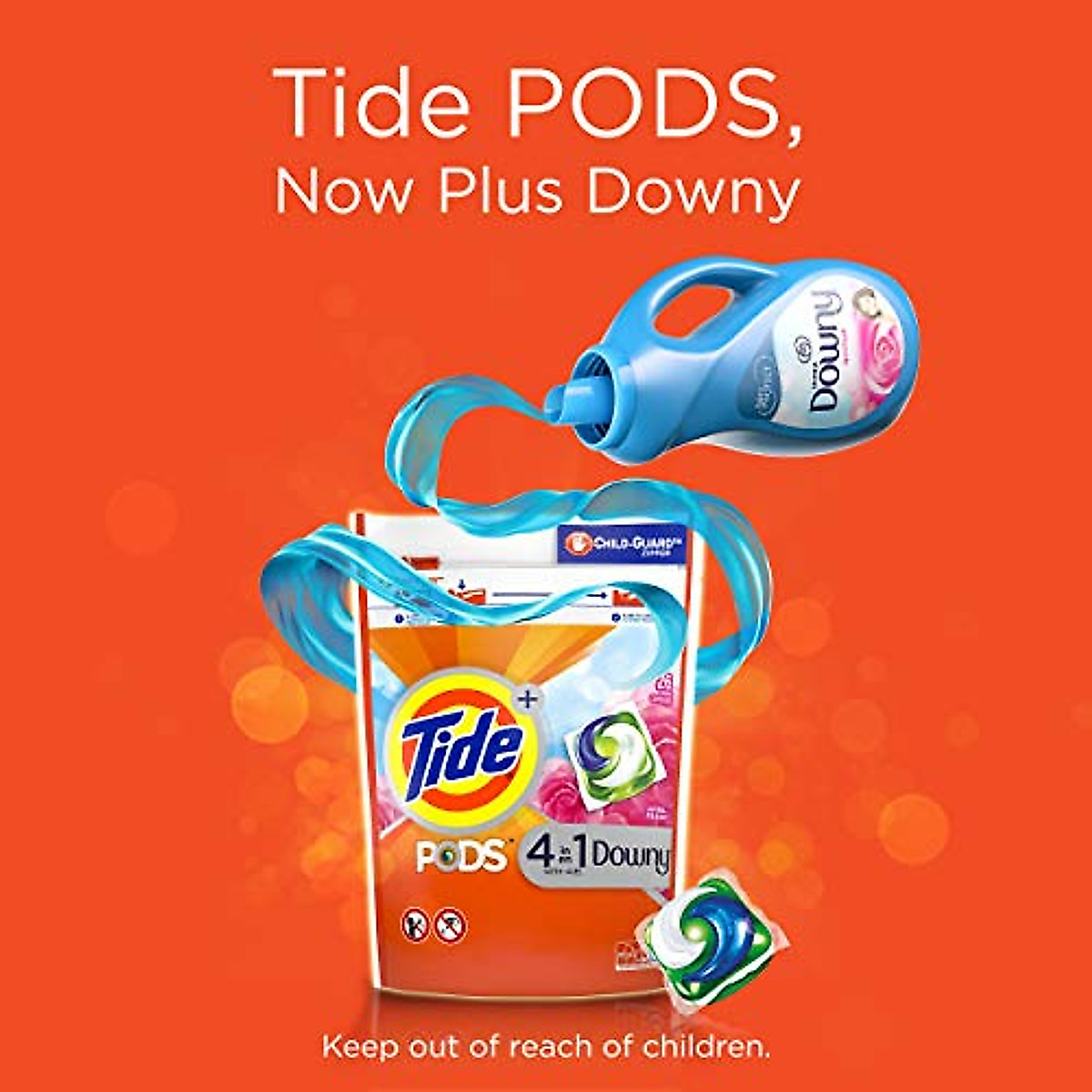 Tide PODS Plus Downy 4 in 1 HE Turbo Laundry Detergent Soap Pods, April Fresh Scent, 61 Count Tub - Packaging May Vary