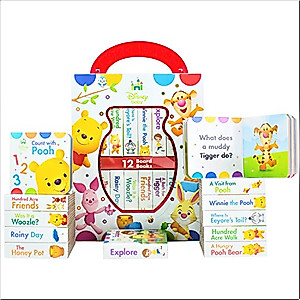 Disney Baby: Winnie the Pooh - My First Library - 12 Board Book Set - First Words, Counting, and More! - PI Kids