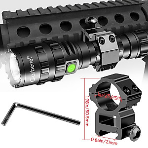 X.Store 2 Pack LED Flashlight with Picatinny Rail Mount, Airsoft Flashlights USB Picatinny Rail Flashlights 5000 High Lumen Rifle Light, 5 Modes Rifle Flashlight - Remote Switch Included