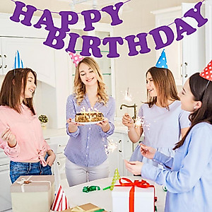 Purple Happy Birthday Banner Birthday Party Decorations Birthday Sign Birthday Backdrop Party Supplies Happy Birthday Bunting Banner for Kids Adults