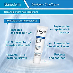 URIAGE Bariederm Cica-Cream 1.35 fl.oz | Face and Body Cream that Protects and Repairs Irritated Skin | With Hyaluronic Acid, Copper and Zinc: Relieves Discomfort & Reduces the Desire to Scratch