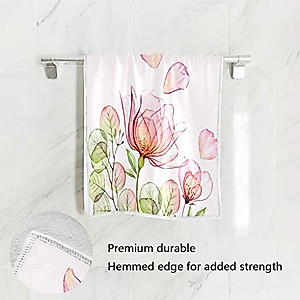 ALAZA Pink Rose Floral Glass Flower Hand Towels Bathroom Towel Highly Absorbent Soft Small Bath Towel Decorative Guest Breathable Fingertip Towel for Face Gym Spa 30 X 15 Inch