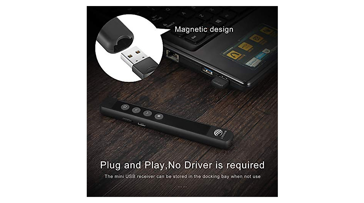 LNGOOR Presentation Clicker - Rechargeable RF Wireless Remote Control