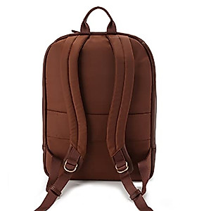 KNOMO Leather Beauchamp 14" Laptop Backpack Slim Computer Bookbag for Work, Travel Purse Daypack, Brown