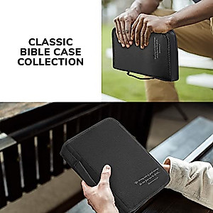 Bible Covers for Women and Men Large & Medium Size - Bible Case Bag Fits Book 7 x 10.1 x 1.9 Inches for Boys Girls - Black Bible Carrying Holder with Pockets - Christian Confirmation Gift Accessories