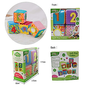 ORAPOH My First Baby Soft Rattle Blocks Infant Early Education Toys, Velvet Cloth Foam Grab and Stack Building Blocks Toy with Safety Mirror for 0-36 Month