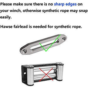 Ucreative 3/16 Inch x 50 Feet Synthetic Winch Rope 8,350LBs Line Cable with Hook and Stopper for ATV UTV (Gray)