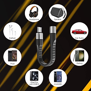 Rixmie USB C to 3.5mm Female Adapter, Type C to Headphone Aux Jack Dongle 24bit/96kHz HiFi DAC, Compatible with Samsung Galaxy S23 S23+ S23 Ultra, MacBook, Pixel (Grey) and More