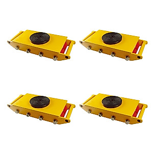 ZXMOTO Heavy Duty Machine Dolly Skates Industrial Machinery 12T 26400lbs,4pcs Machinery Mover Cargo Trolley with Steel Rollers Cap 360 Degree Rotation