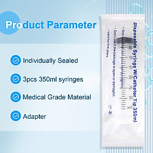 3pcs 350ml Syringes with Needle 14G 1.5”, Extra Large Plastic Syringes for Glue Dispensing, Scientific Labs, Watering, Refilling, Multiple Uses