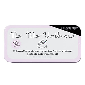 No Mo-Unibrow hair removal waxing kit: wax strips and mini tweezers for the face and brows, 24 individual strips. AS SEEN ON SHARK TANK!