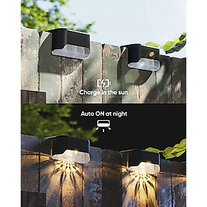 JACKYLED Solar Deck Lights 16 Pack Solar Fence Light Solar Powered Outdoor Step Light IP65 Waterproof LED Solar Pathway Light for Deck Fence Railing Garden Patio StairYard, Black