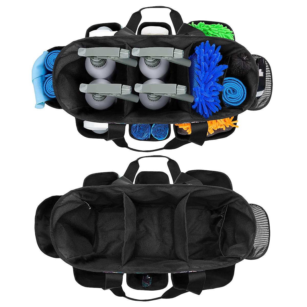 LoDrid Professional Cleaning Tote Caddy for Cleaning Supplies, Collapse Cleaning Bag Organizer with Dividers and Handle Strap for Housekeepers Work, Totem, (Bag Only)