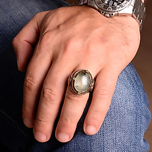 Falcon Jewelry Real Natural Jade Prehnite Gemstone Ring, 21.75 Carat, Jade Ring, 925 Sterling Silver Ring, Handmade Jewelry green