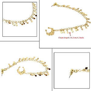 Honbay Body Jewelry Fake Septum Ring Non Piercing Nose Rings with Chain Nose to Ear Chain with Tassel (Gold)