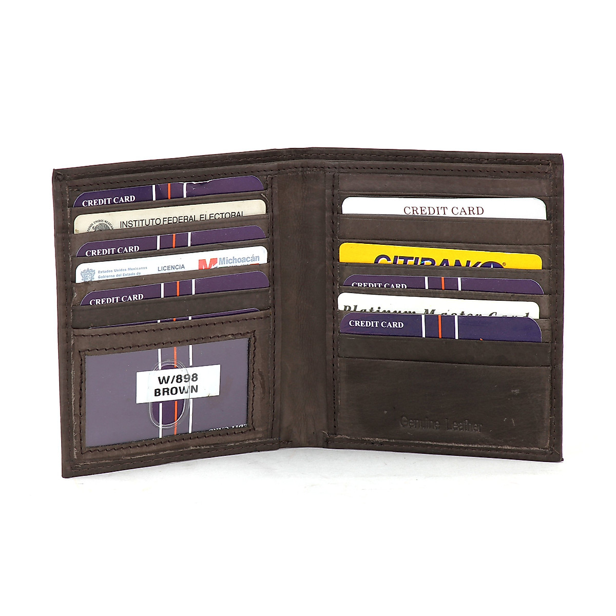 Li RFID Blocking Wallet for Men - Handmade Genuine Leather Wallet with 13 cards, 2 inner, 2 plastic inserts slots, 1 ID Window, 2 Small Coin & 2 cash Pockets - Ageless Men's Wallets (Brown)