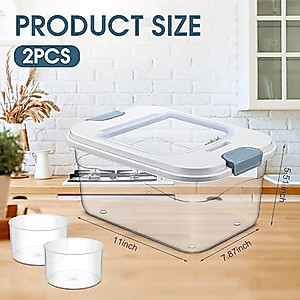 Funnymoom 2 Pcs 10 Lbs Flour Storage Container with 2 Cup Clear Rice Container Plastic Rice Bin Rice Holder Bin for Kitchen Flour Nut Sugar Oatmeal Grain Cereal Pantry Organization