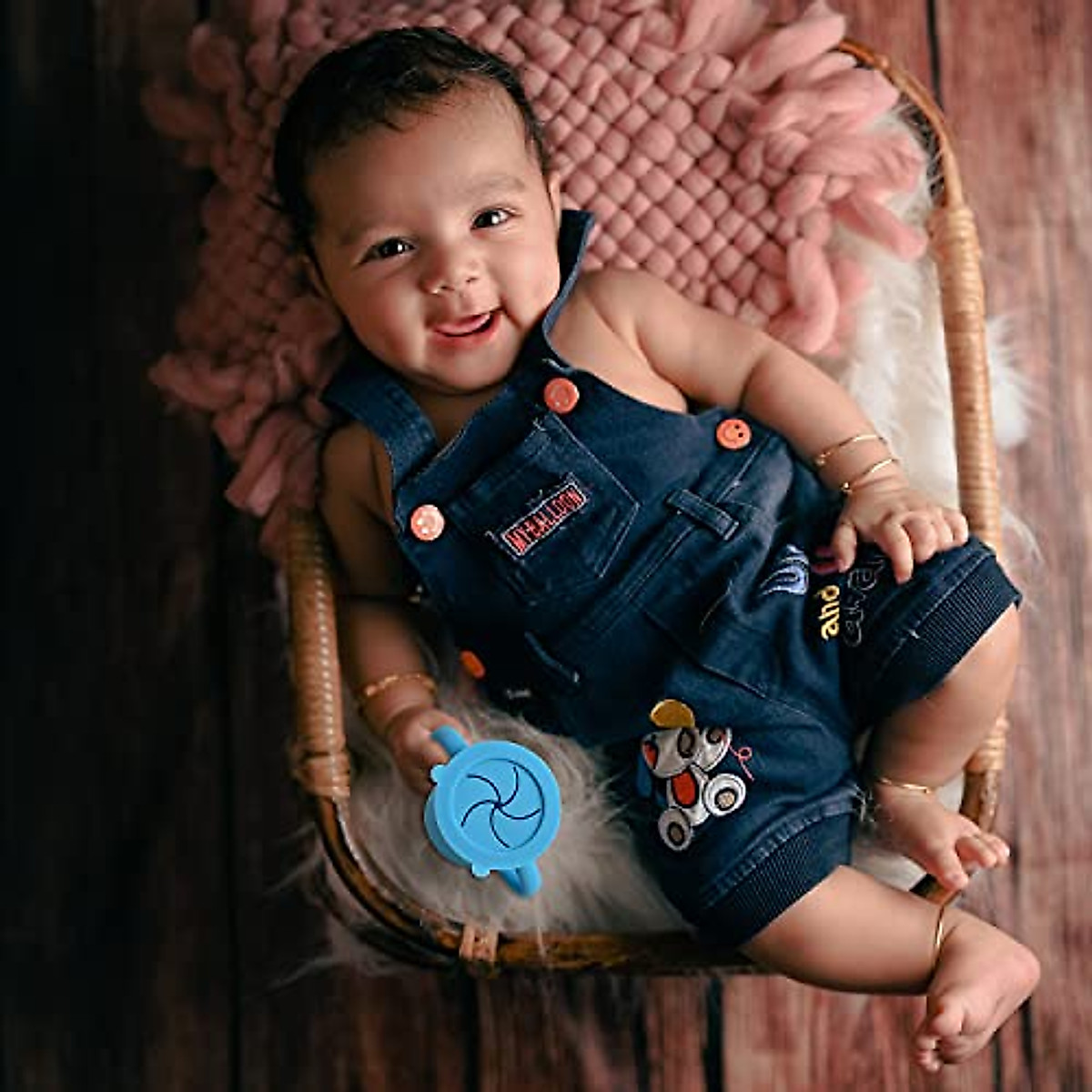 LIL' STAR Silicone Sippy Cup and Snack Cup 2-in-1 | 5oz Sippy Cups for Baby 6+ Months | Spill Proof Sippy Cups for Toddlers | Soft Silicone Baby Training Cup with Handles | BPA Free (Blue)