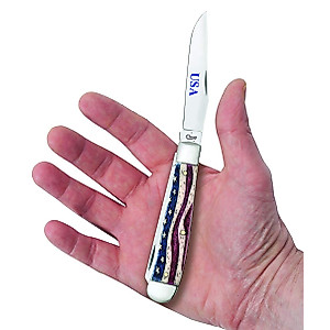 Case WR XX Pocket Knife Patriotic Smooth Natural Bone Trapper Item #64132 - (6254 SS) - Length Closed: 4 1/8 Inches