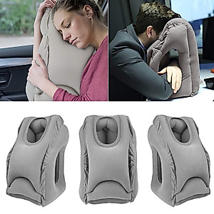 HOMCA Travel Pillow, Portable Head Neck Rest Inflatable Pillow from, Design for Airplanes, Cars, Buses, Trains, Office Napping, Camping - Includes Free Eye mask