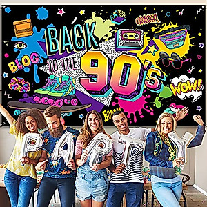 Irenare Back to The 90s Backdrop for Party Decorations 90s Retro Hanging Banner Background for Photography Hip Hop Graffiti Wall Decor Photo Back Props for 90s Themed Birthday Party 73 x 43 Inch
