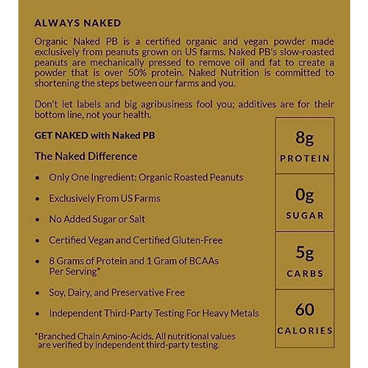 Organic Powdered Peanut Butter from US Farms – Bulk, Only 1 Ingredient - Roasted Peanuts, Vegan, No Additives, Preservative Free, No Salt, No Sugar - 45 Servings - NAKED PB