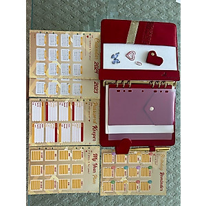 Planner Notebook A5 6 ring binder organizer (red) cover size 9,5’’x 7.25’’ Personal Business organizer planner Journals for writing Leather Journal for Women Notebook for journaling with pen