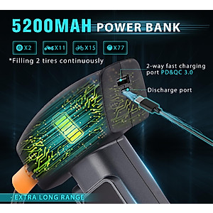 AUXTUR 6IN1 Vehicle Tire Inflator Portable Air Compressor|Escape Tool with Safety Hammer and Seat Belt Cutter|Car Tire Air Pump with LED Light|Digital Tire Pressure Gauge|Car Accessories for Emergency