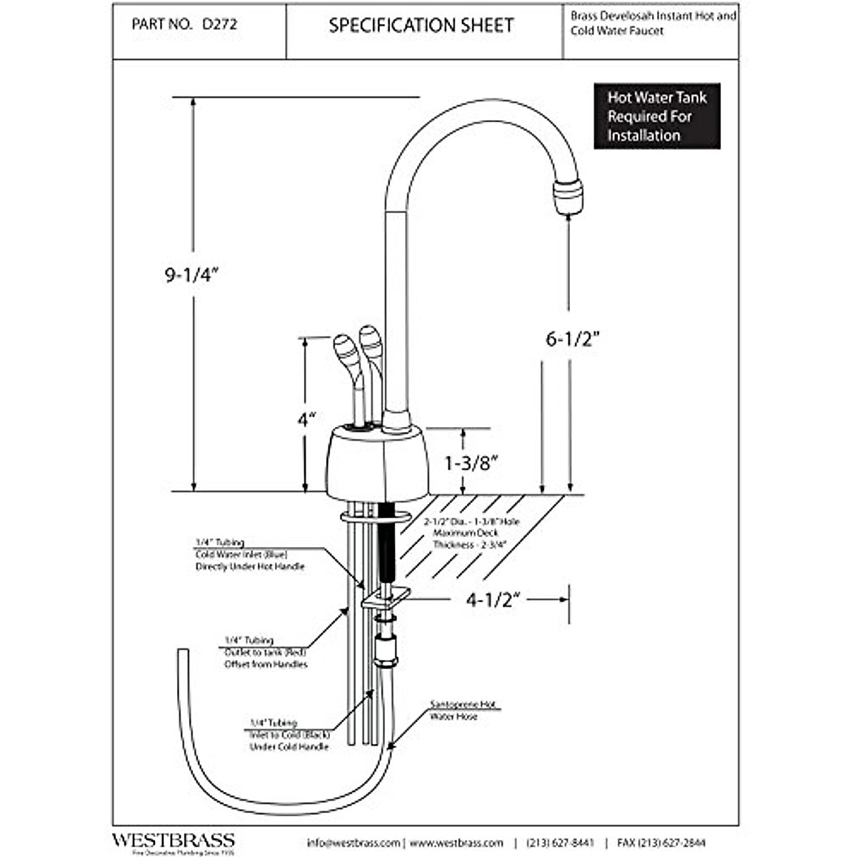 Westbrass CO140-12 Develosah 9" 2-Handle Hot and Cold Water Dispenser Faucet Kit with Filter, Kitchen Sink Strainer & Disposal Trim Set, Oil Rubbed Bronze