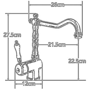 Kitchen Rotatable Washing Pool Hot and Cold Water Mixer Tap Antique Copper Drawing Sink Tap with Ceramics Handle Bathroom WC Bath Wash Basin Faucet