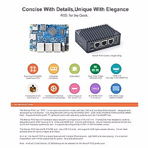 youyeetoo NanoPi R5S Mini Router with Metal Case,4GB LPDDR4 32GB EMMC, RK3568 Development Board 0.8TOPS NPU Support Docker Three Ethernet Ports USB3.0 HDMI Support M.2 NVMe Storage PD Power