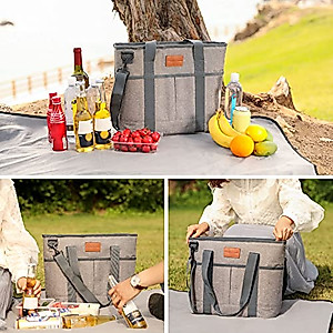 16L Large Insulated Bag, 25CAN Waterproof Cooler Carrier Bag, Thermal Picnic Tote, Lunch Bags for Outdoor Camping, Beach Day or Travel, Collapsible Grocery Shopping Storage Bag - Mother Father Gift