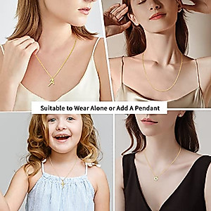 Jewlpire 18K Over Gold Chain Necklace for Women Girls - 0.8mm Box Chain 925 Sterling Silver Chain Super Thin & Sturdy Women's Chain Necklaces 18 Inch