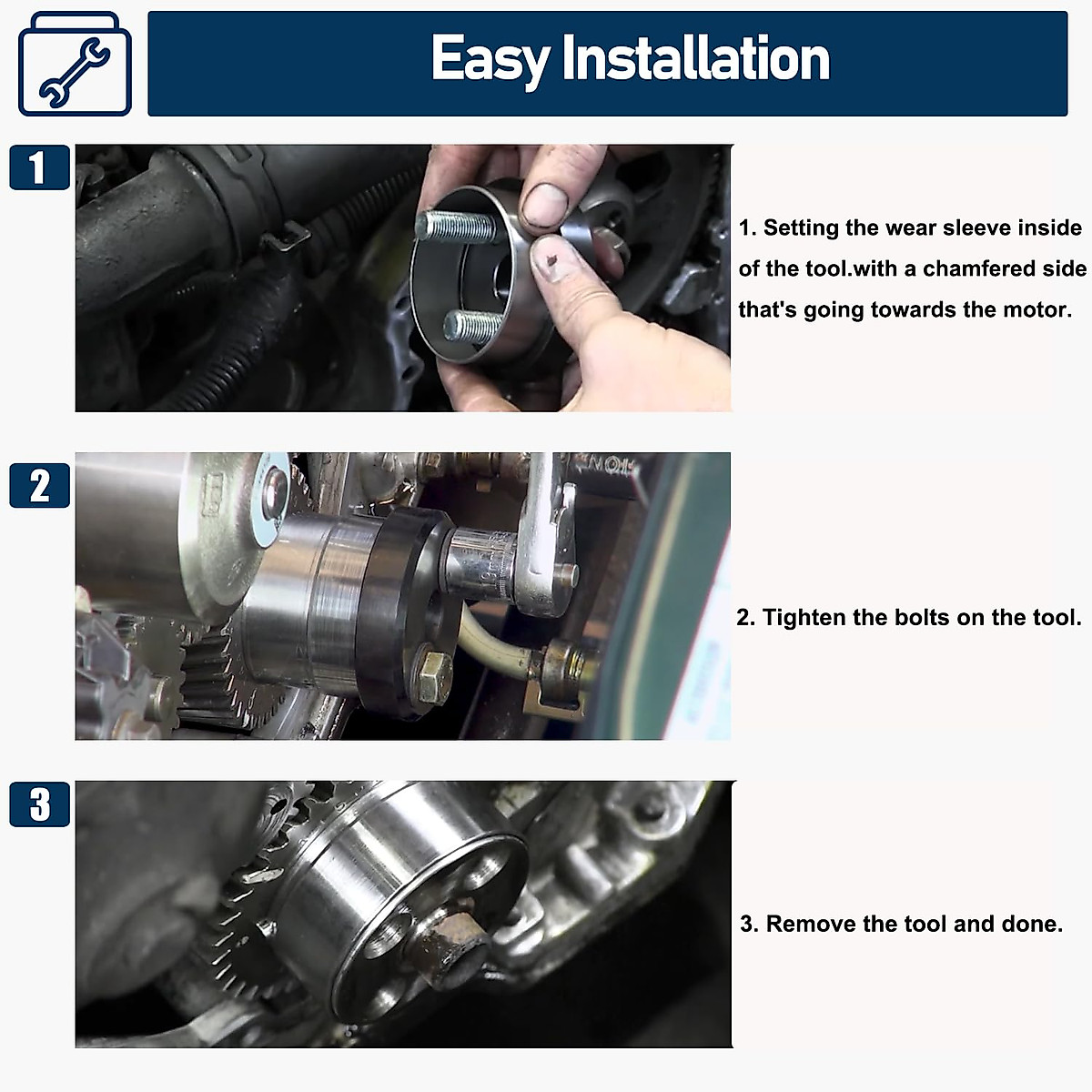 1338 Front Cover Crankshaft Seal Installer &5046 Wear Sleeve Installer Tool Kit For Cummins 3.9L 5.9L 6.7L Replace OE 1338/3824498, 5046/3824500