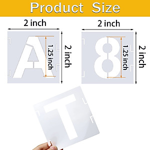 YEAJON 46 Pcs 2 Inch Letter Stencils Symbol Numbers Craft Stencils, Reusable Alphabet Templates Interlocking Stencil Kit for Painting on Wood, Wall, Fabric, Rock, Sign