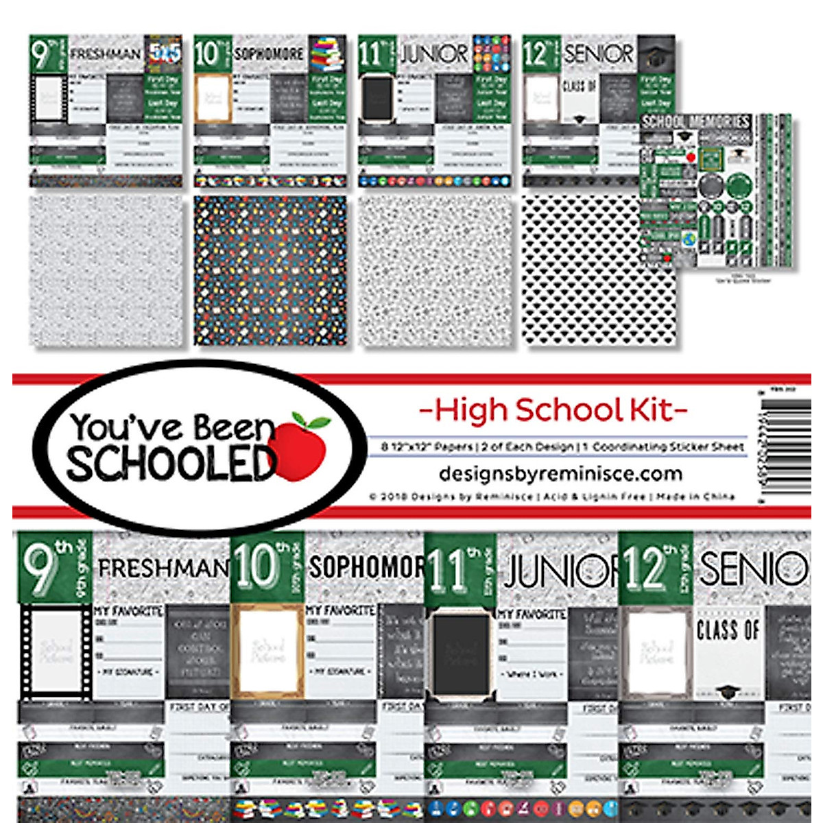 Reminisce (REMBC) High School Scrapbook Collection Kit, Multicolor, 12x12 inches
