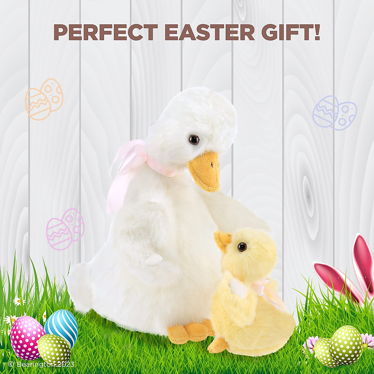 Bearington Downie & Duckie Plush Yellow Duck Stuffed Animal, Adorable, Soft and Cuddly, Great Gift for Kids of All Ages, Birthdays, Holidays, Easter and Special Occasions, 10.5 inches