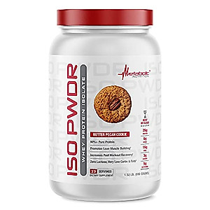 Metabolic Nutrition Whey Protein Isolate ISO PWDR Butter Pecan Cookie, 1.54lb, 23 Servings, 26g Protein, Fast Digesting, Zero Carbs, Delicious Flavor, Very Low Carbs & Fat, Zero Lactose