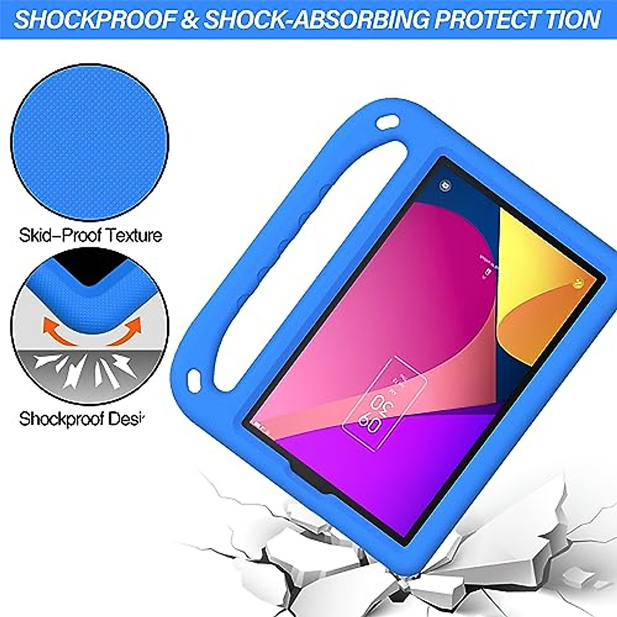 XunyLyee Case Kids for TCL Tab 8 LE (8.0 Inch) Model 9137W EVA Shockproof Handle Light Weight Stand Cover, Blue