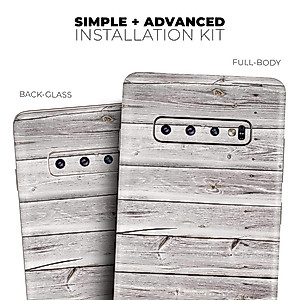 DesignSkinz Aged White Wood Planks Protective Vinyl Decal Wrap Skin Cover Compatible with The Samsung Galaxy S20 (Screen Trim & Back Glass Skin)